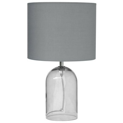 Beliani Table Lamp DEVOLL Glass Grey