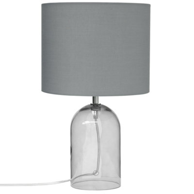 Beliani Table Lamp DEVOLL Glass Grey