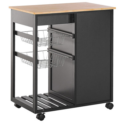 Beliani Traditional Kitchen Trolley BOVES Black