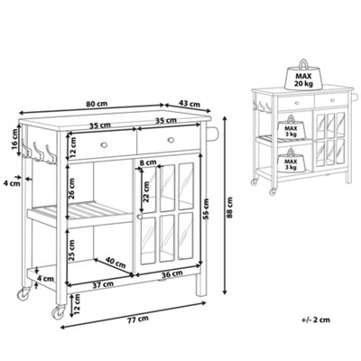 Beliani Traditional Kitchen Trolley GENOA Grey