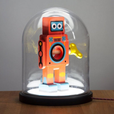 Bell Jar Lamp. USB Powered LED Light with Hand Blown Glass Display Dome