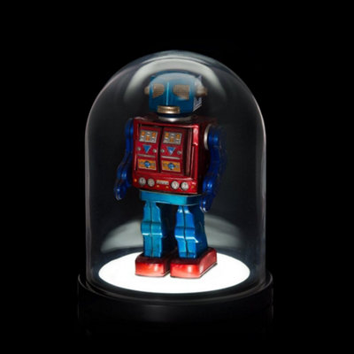 Bell Jar Lamp. USB Powered LED Light with Hand Blown Glass Display Dome
