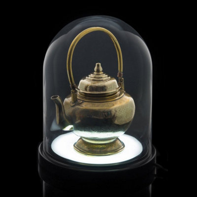Bell Jar Lamp. USB Powered LED Light with Hand Blown Glass Display Dome