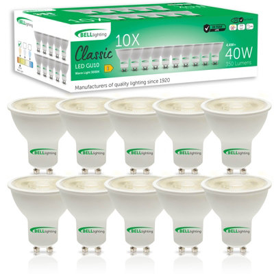 BELL Lighting 10 Pack GU10 LED Bulbs 4.4W 350lm , Warm White 3000K ...