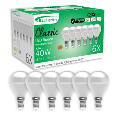 BELL Lighting E14 Non-Dimmable LED Golf Ball Bulbs 6 Pack , Warm White ...