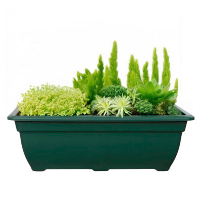 Bell Trough Planter Box 50cm Plastic Green Lightweight Weatherproof ...