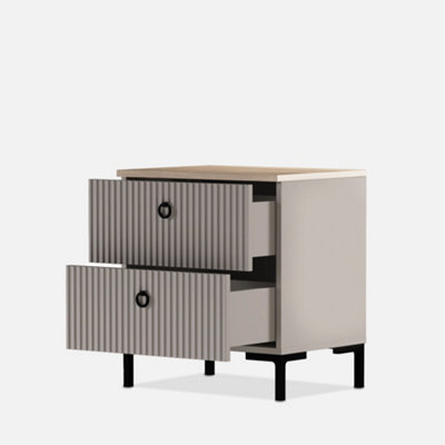 Bella 2 Drawers Modern Loft Style Bedside Cabinet