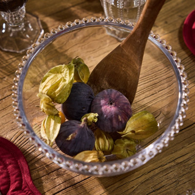 Bella Perle Glass Beaded Edge Dinnerware Serving Salad, Dinner ...