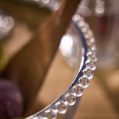 Bella Perle Glass Beaded Edge Dinnerware Serving Salad, Dinner ...