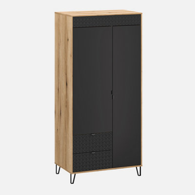 Bellano 2 Door Wardrobe - Evok Oak / Black