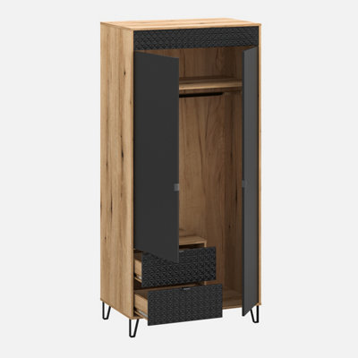 Bellano 2 Door Wardrobe - Evok Oak / Black