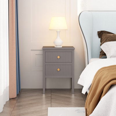 Bellaria 2 Drawer Grey Bedside Table | DIY at B&Q