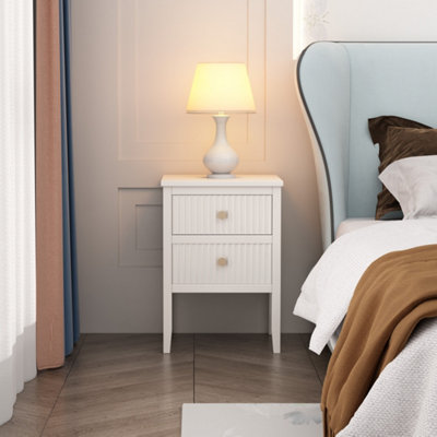 Bellaria 2 Drawer White Bedside Table | DIY at B&Q