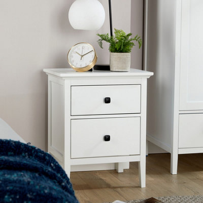 Belle Vue 2 Drawer Bedside Table White Compact Design