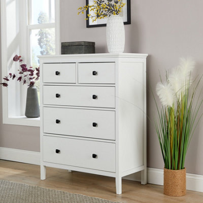 Belle Vue White 5 Drawer Chest Compact Storage Unit 80cm Wide