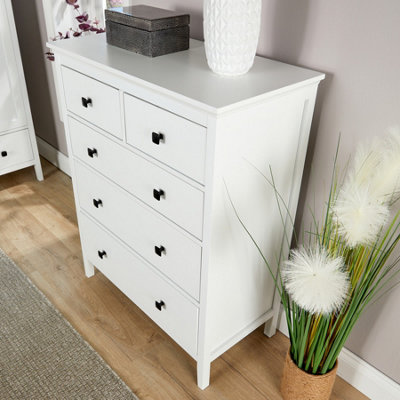 BELLE VUE WHITE 5 DRAWER CHEST COMPACT STORAGE UNIT 80CM WIDE
