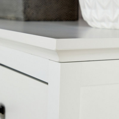 BELLE VUE WHITE 5 DRAWER CHEST COMPACT STORAGE UNIT 80CM WIDE