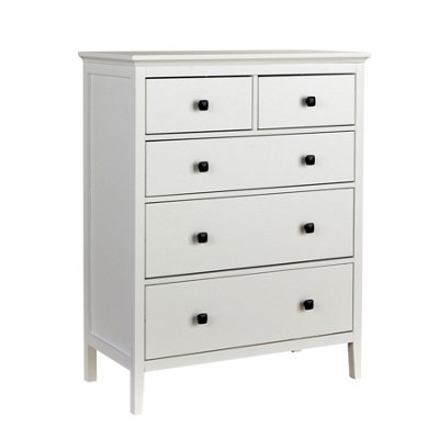 BELLE VUE WHITE 5 DRAWER CHEST COMPACT STORAGE UNIT 80CM WIDE