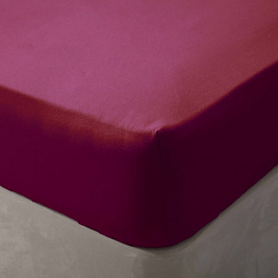 Belledorm Brushed Cotton Fitted Sheet Red (Superking) | DIY at B&Q
