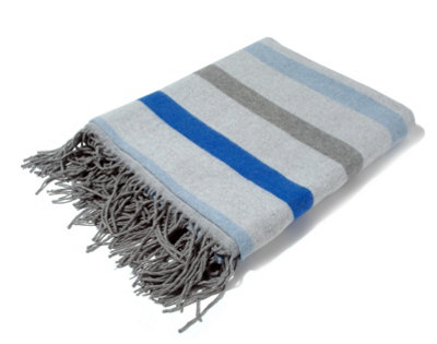 Bellissimo Cotton Rich Blue Stripe Throw 130 x 150cm | DIY at B&Q