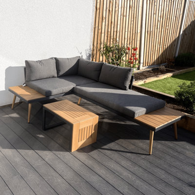 Belmont Metal and Contemporary Poly-Wood Sectional Corner Garden Set