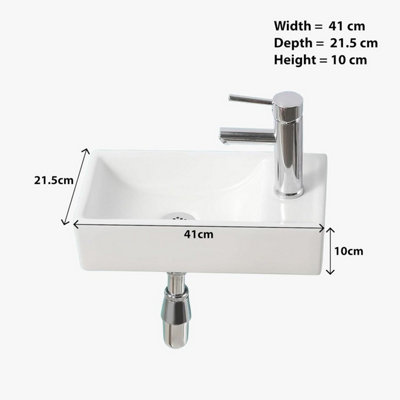 BELOFAY 10x41x21.5cm Tap on Right Rectangular Ceramic Cloakroom Wash ...