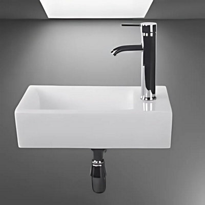 BELOFAY 10x41x21.5cm Tap on Right Rectangular Ceramic Cloakroom Wash ...