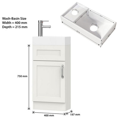BELOFAY 400mm Bathroom Vanity Unit with Basin, White Ceramic Bathroom ...