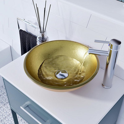 BELOFAY 42x14x42 cm Flash Glass Bathroom Counter Top Wash Basin Sink ...