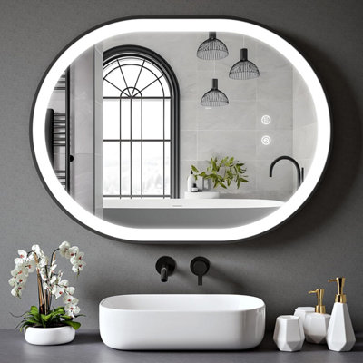 BELOFAY 500 x 700 mm Oval Bathroom LED Mirror, Wall Mounted, Toughened Glass, Illuminated LED Lights