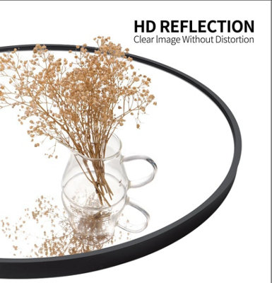 BELOFAY 50cm Large Modern Round Mirror Black Aluminium 4mm thick Frame ...