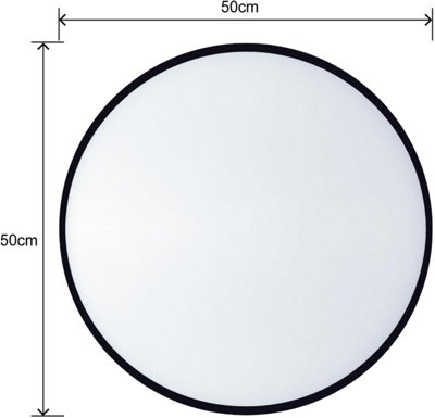 BELOFAY 50cm Large Modern Round Mirror Black Aluminium 4mm thick Frame ...