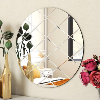 BELOFAY 50cm Round Clear Wall Mirror Interiors Art Deco Glass Design ...