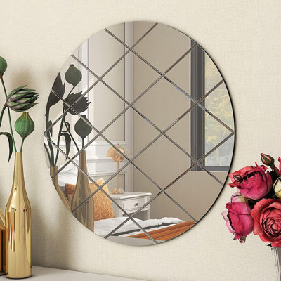 BELOFAY 50cm Round Grey Wall Mirror Interiors Art Deco Glass Design ...