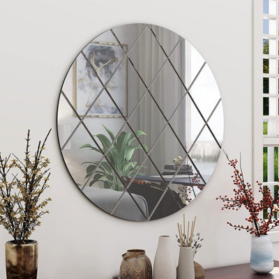 BELOFAY 50cm Round Grey Wall Mirror Interiors Art Deco Glass Design ...