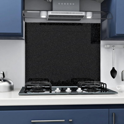 BELOFAY 50x60cm Black Sparkles 6mm Tempered Glass Splashback for ...