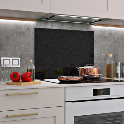 BELOFAY 50x60cm Black Sparkles 6mm Tempered Glass Splashback for ...