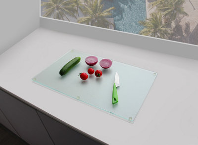 BELOFAY 5mm Pack of 2 Clear Tempered Glass Chopping Toughened Glass Cutting Board 52x30cm