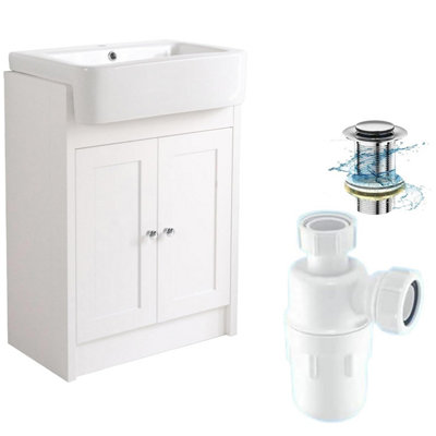 BELOFAY 600mm Vanity Unit with Basin, White Ceramic Bathroom Sink with ...