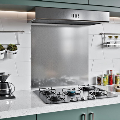 BELOFAY 600x500MM Stainless Steel Splashback for Kitchen With Embossed ...