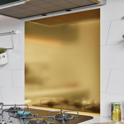BELOFAY 600x700MM Stainless Steel Splashback for Kitchen With Golden ...