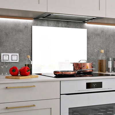 BELOFAY 60x60cm White Glass Splashback for Kitchen 6mm Tempered Glass ...
