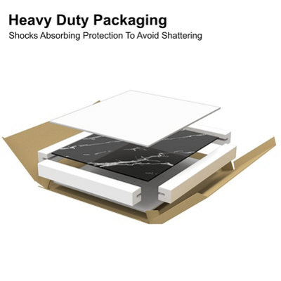 BELOFAY 60x65cm Black Marble Tempered Glass Splashback for Kitchen, 6mm ...