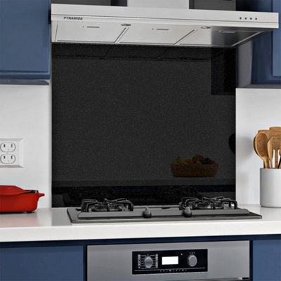 BELOFAY 60x75cm Black Sparkles Tempered Glass Splashback for Kitchen ...