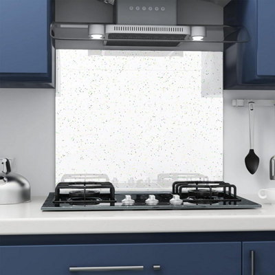 BELOFAY 60x75cm White Sparkles Tempered Glass Splashback for Kitchen ...