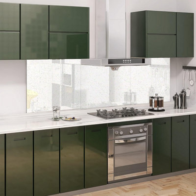 BELOFAY 60x75cm White Sparkles Tempered Glass Splashback for Kitchen ...