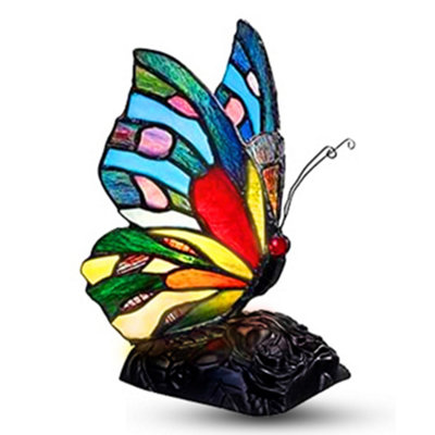 BELOFAY 8 inches Butterfly Tiffany Table Lamps, Stained Glass Handmade ...