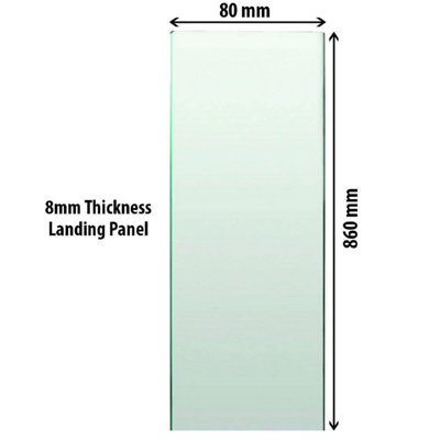 BELOFAY 8mm X 80mm X 860mm Clear Toughened Glass Balustrade Panel Stair ...