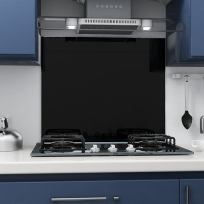 BELOFAY Black Glass Splashback for Kitchen 6mm Tempered Glass Heat ...