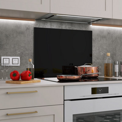 BELOFAY Black Glass Splashback for Kitchen 6mm Tempered Glass Heat ...